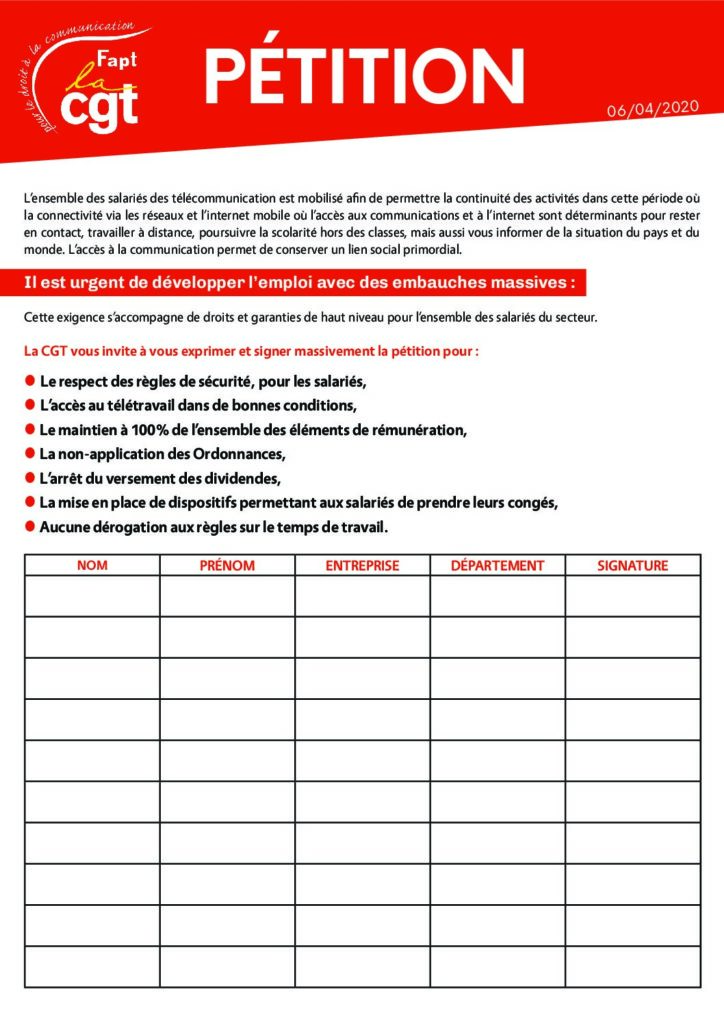 Pétition en ligne - CGT FAPT CORSE